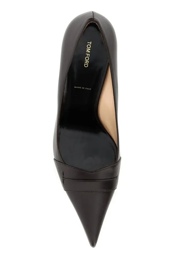 TOM FORD Dark Leather Pointed Toe Pumps
