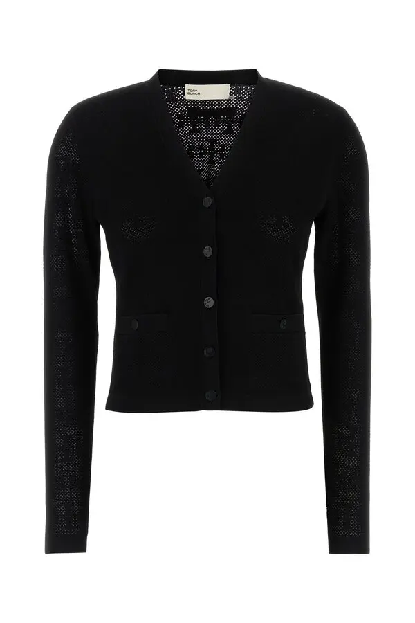 Tory Burch Viscose Blend Cardigan With Embroidered Logo