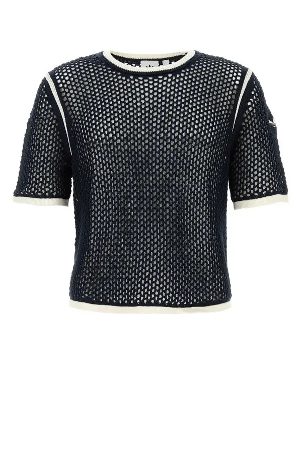 WALES BONNER X ADIDAS Navy Crochet T-shirt
