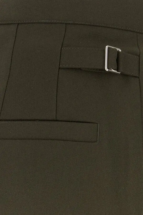 NAMACHEKO Olive Wool Pants With Central Pleats
