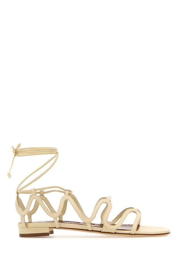 Manolo Blahnik Leather Lace-up Sandals - Yellow