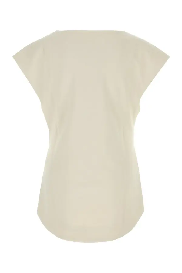 ENTIRE STUDIOS Sand Stretch Polyester Blend Deep Vee Tank Top