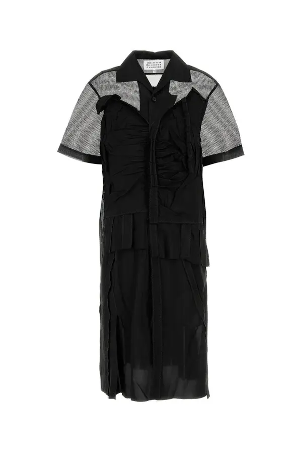 MAISON MARGIELA Mesh Shirt Dress With Viscose Inserts