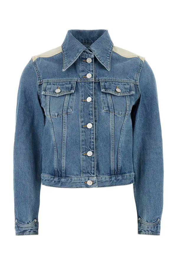 Givenchy Denim Trucker Jacket With Contrasting Logo Detail - Blue