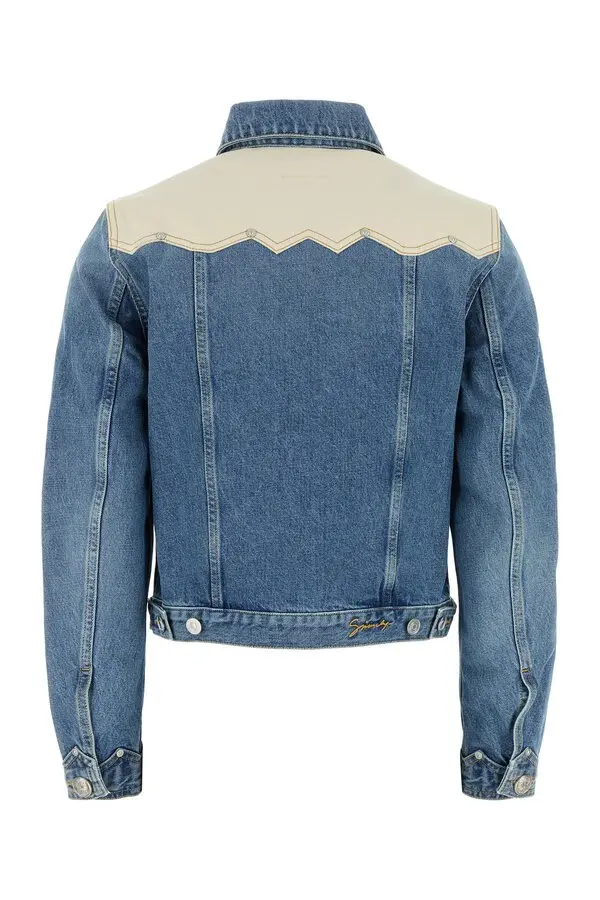 Givenchy Denim Trucker Jacket With Contrasting Logo Detail - Blue