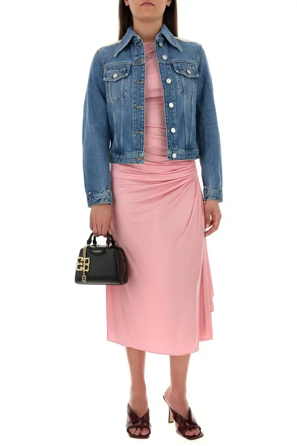 Givenchy Denim Trucker Jacket With Contrasting Logo Detail - Blue