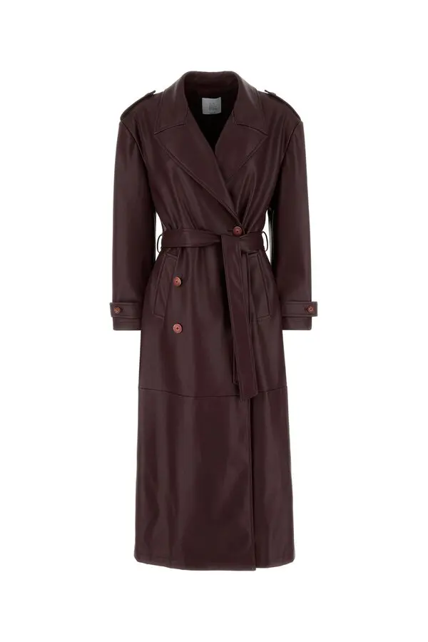 LE SULLY STUDIO Burgundy Synthetic Leather Trench Coat
