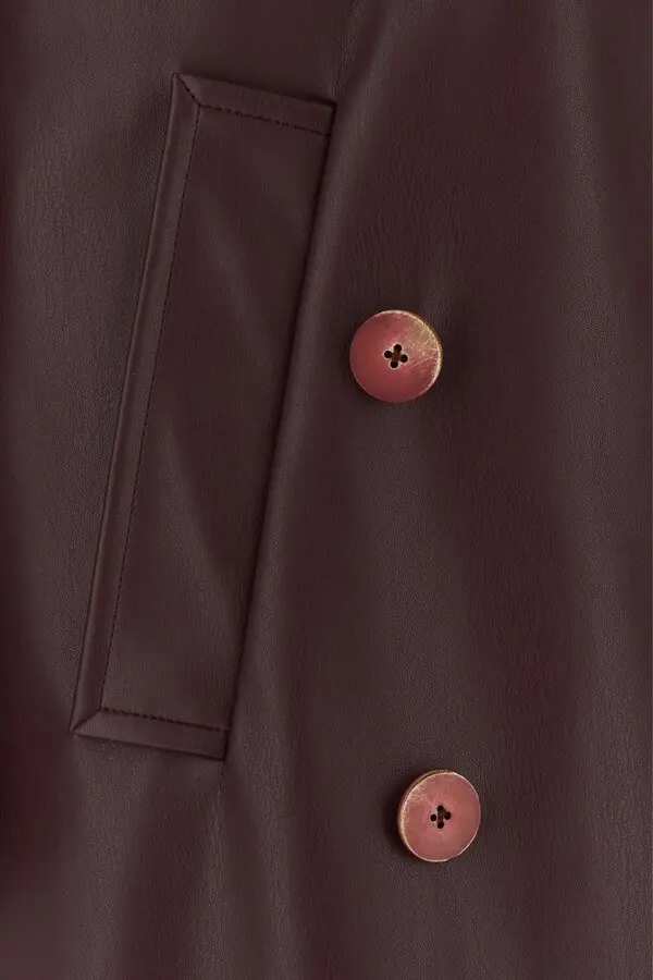LE SULLY STUDIO Burgundy Synthetic Leather Trench Coat