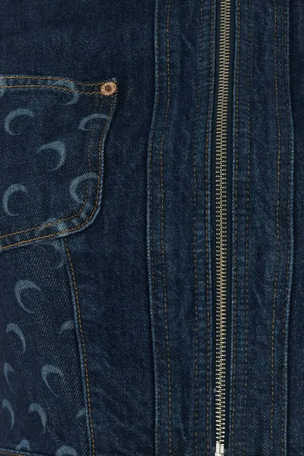 MARINE SERRE Dark Denim Jacket With Moon Print