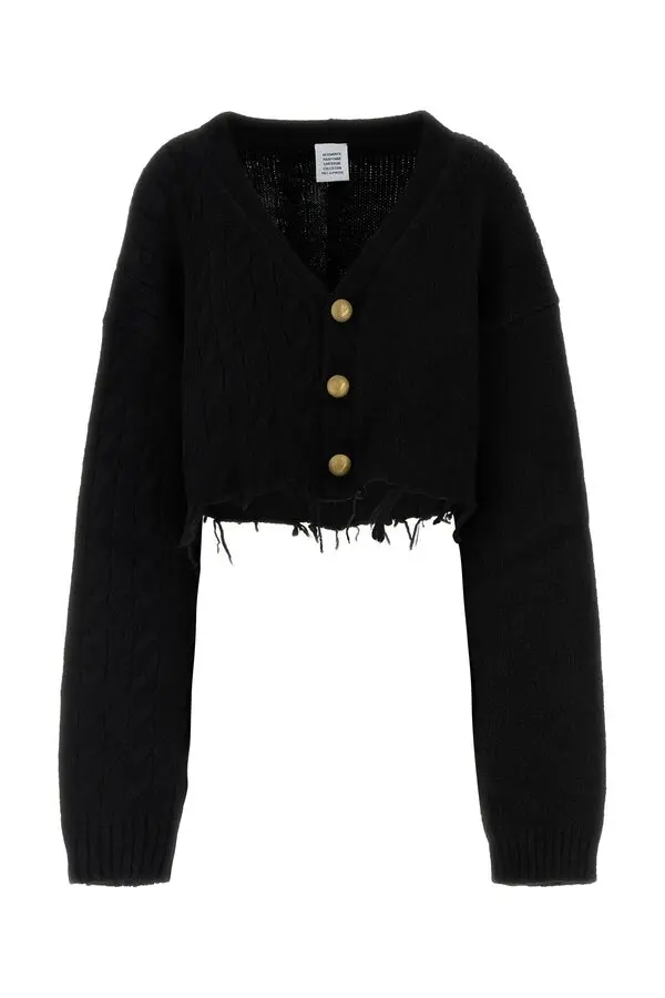 Vetements Alpaca Blend Cropped Cardigan With Distressed Hem