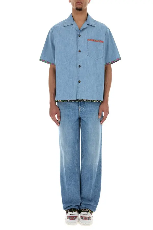Valentino Garavani Denim Jeans With Floral Print Inserts