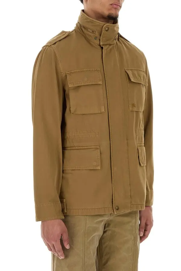 Burberry Cotton Utility Jacket With Equestrian Knight Embroidery