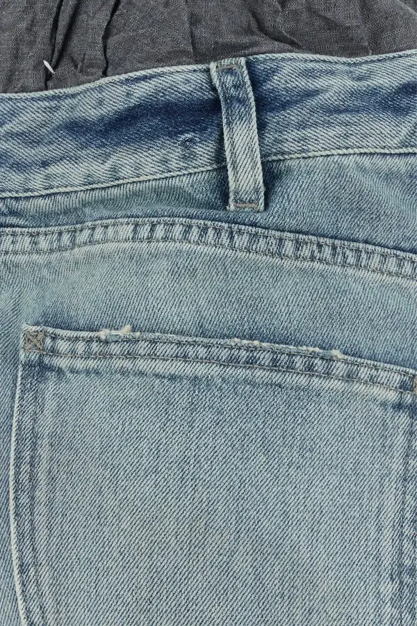 MAISON MARGIELA Long Denim Skirt With Distressed Trimmings And Contrast Stitching - Blue