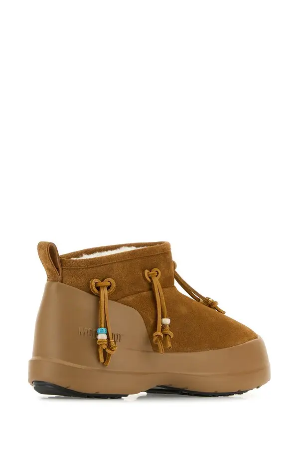 Moon Boot Suede Ankle Boots With Decorative Straps - Light Brown