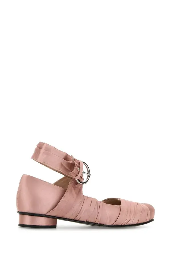ALOHAS Powder Satin Volant Ballerinas With Adjustable Ankle Strap