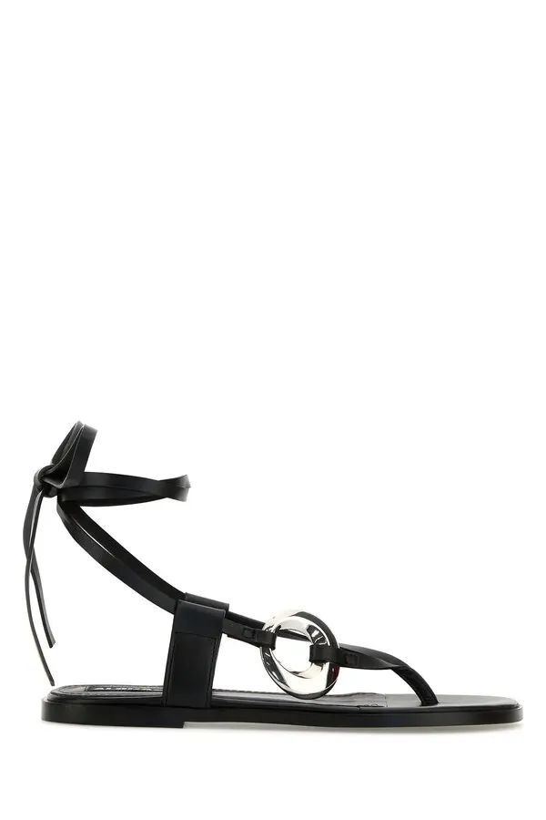 ALOHAS Leather Morosia Thong Sandals - Black