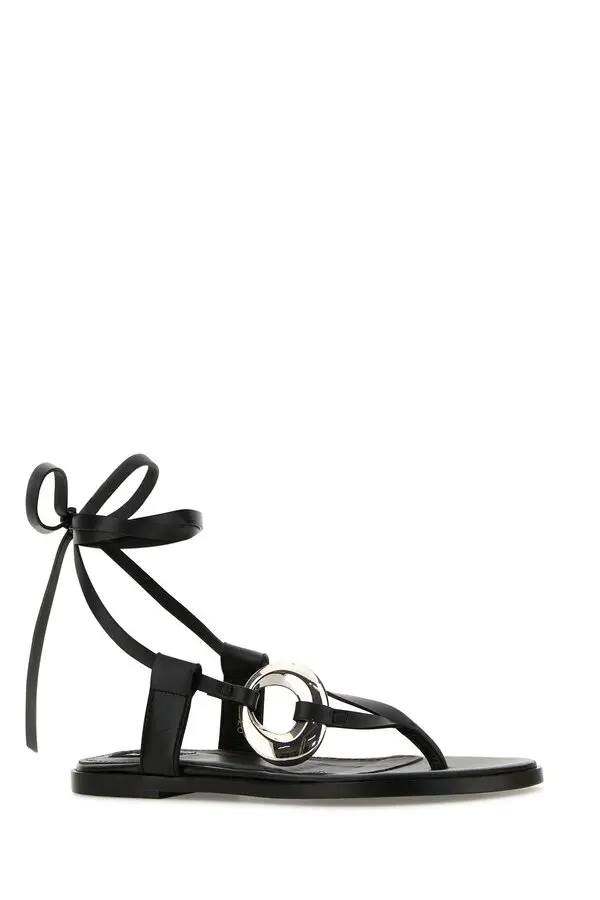 ALOHAS Leather Morosia Thong Sandals - Black