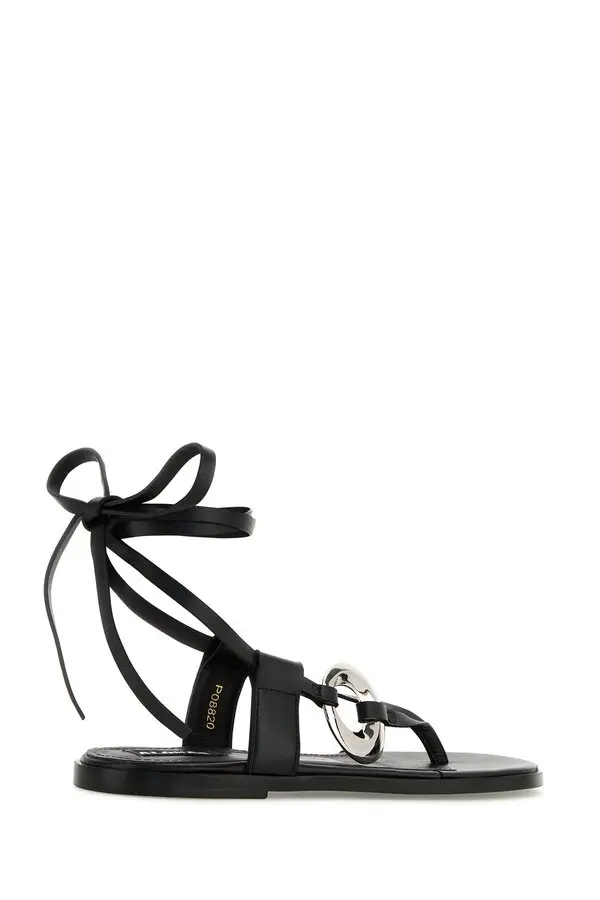 ALOHAS Leather Morosia Thong Sandals - Black