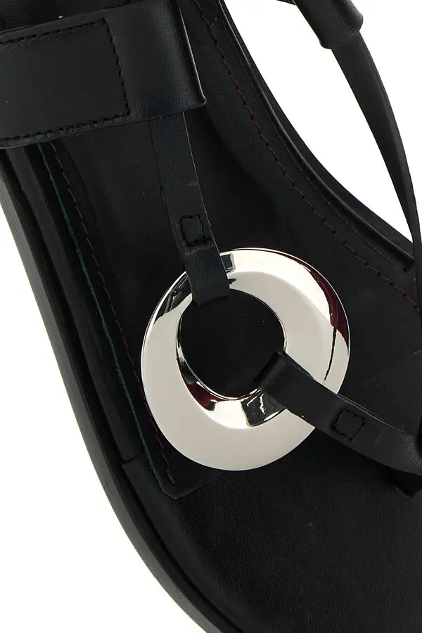 ALOHAS Leather Morosia Thong Sandals - Black