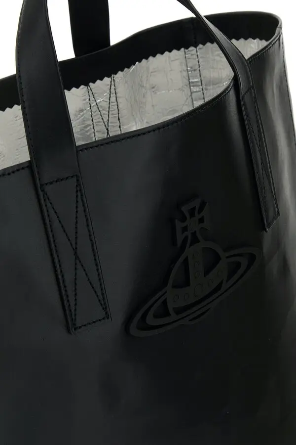 VIVIENNE WESTWOOD Medium Sarah Shopping Bag In Smooth Leather - Black