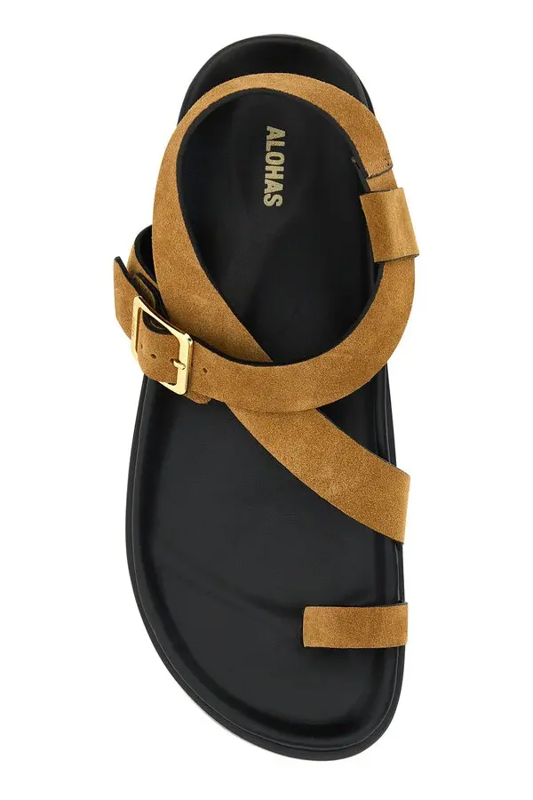 ALOHAS Camel Suede Siren Thong Sandals - Light Brown