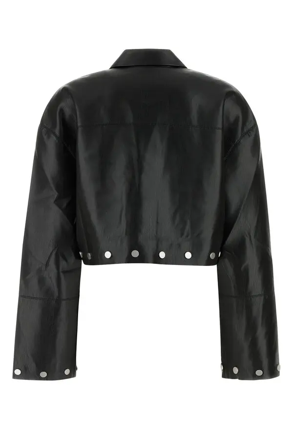 Nanushka Cropped Synthetic Leather Shirt With Metal Details