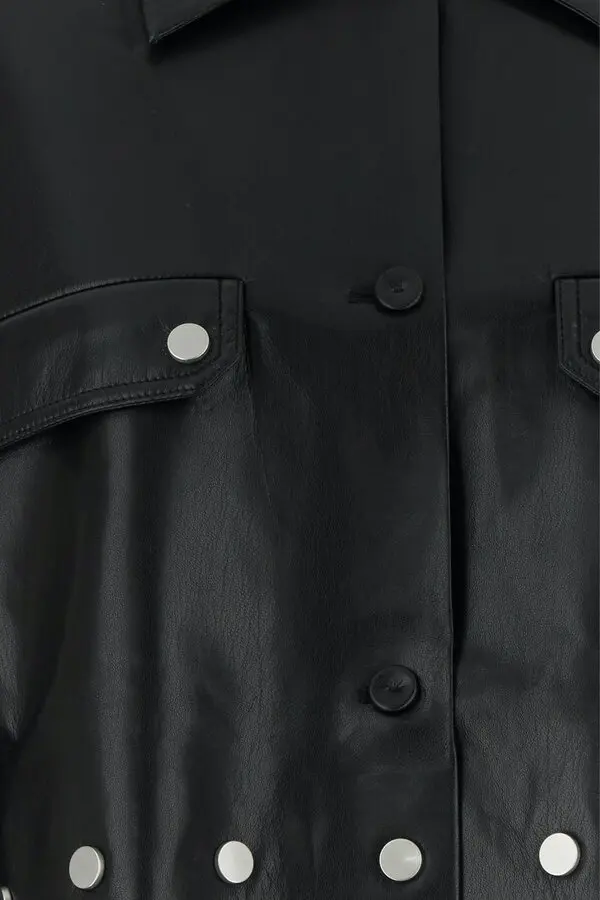 Nanushka Cropped Synthetic Leather Shirt With Metal Details