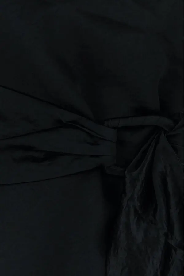 Nanushka Satin Besia T-shirt With Creased Effect And Fabric Belt