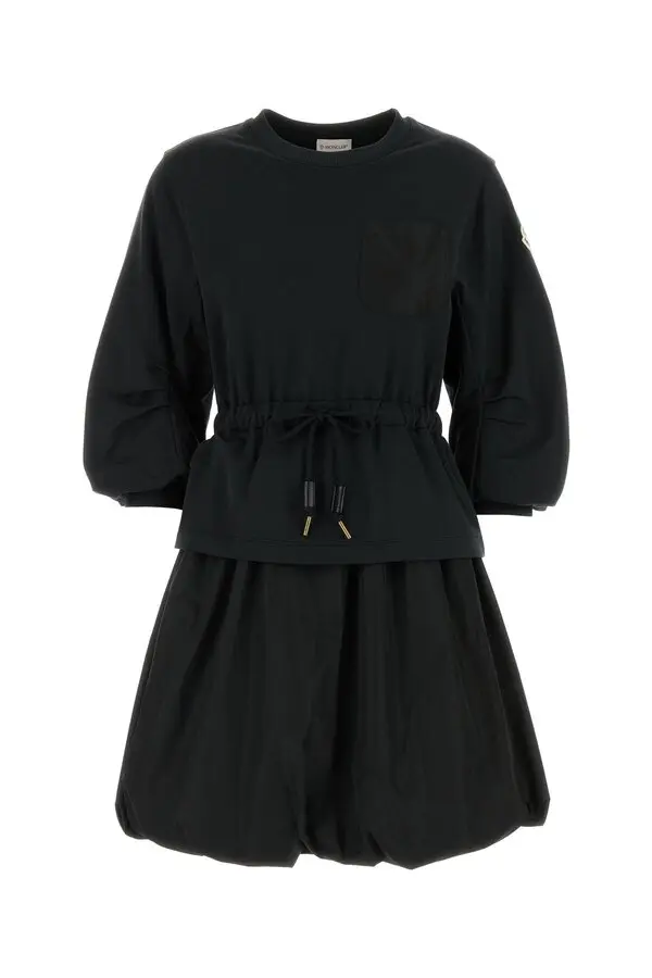 Moncler Cotton Sweatshirt Dress With Tech Fabric Insert