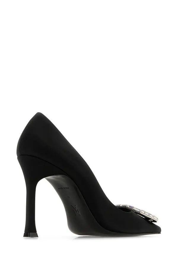 Amina Muaddi Satin Camelia 105 Pumps With Jewel Embellishment