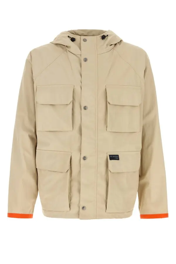 FAY Beige Nylon Windbreaker With Logo Detail