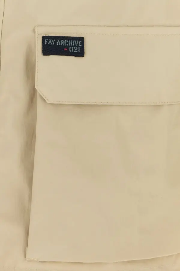 FAY Beige Nylon Windbreaker With Logo Detail