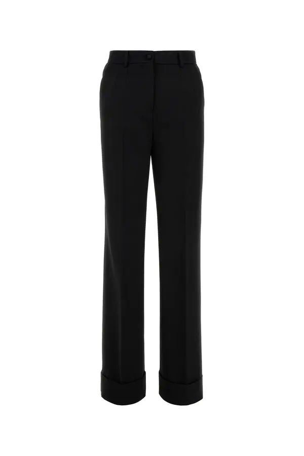 Dolce & Gabbana Wool Tailored Pleated Trousers - Black