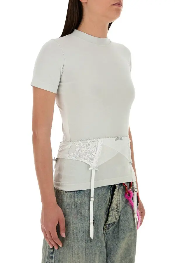 Balenciaga Stretch Cotton T-shirt With Lace Detailing