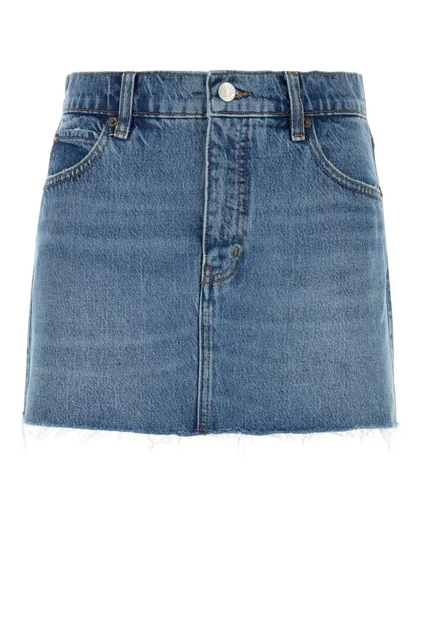 FRAME Mini Skirt With Raw Edge Hem - Blue