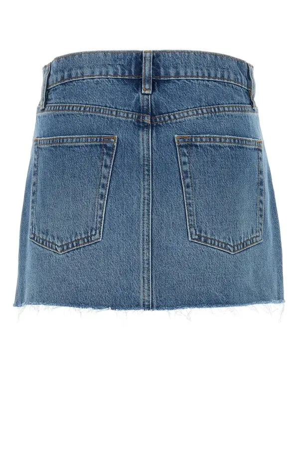 FRAME Mini Skirt With Raw Edge Hem - Blue