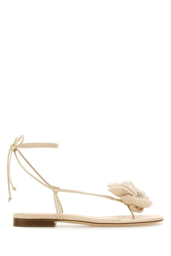 Magda Butrym Leather Sandals With Floral Embellishment - Light Brown