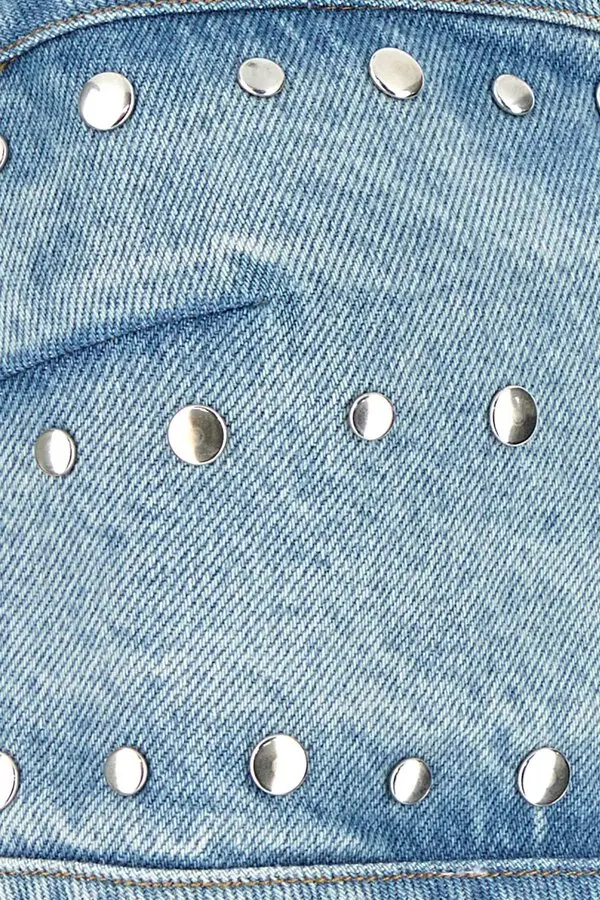 Gimaguas Denim Luna Crop Top With Metal Studs