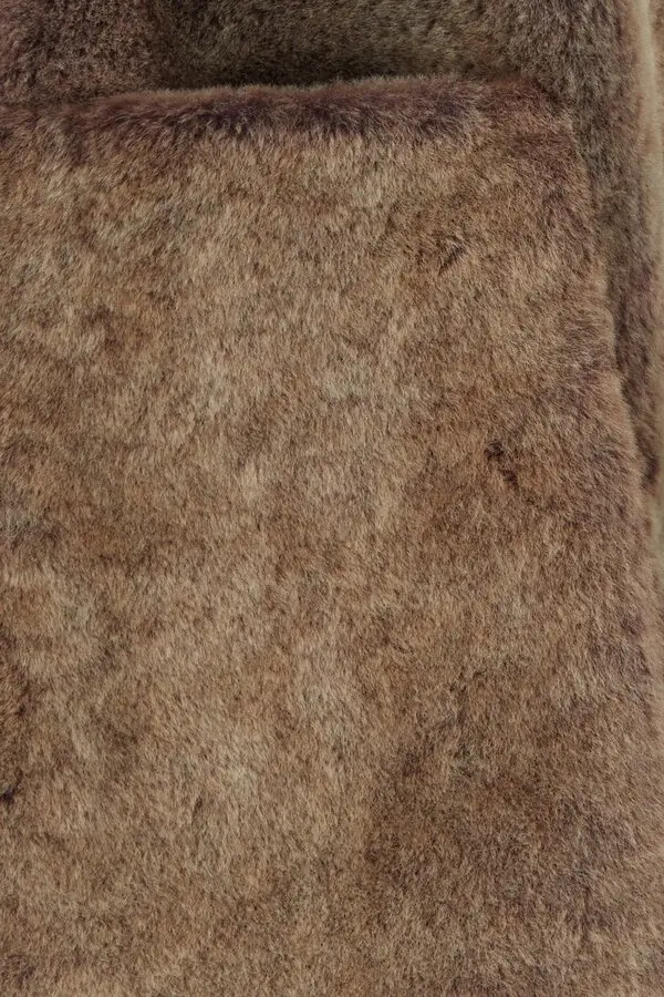 Giorgio Armani Shearling Fur Coat With Funnel Neck