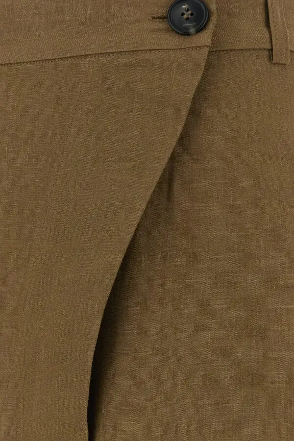 Le Kasha Flared Linen Skirt With Front Slit