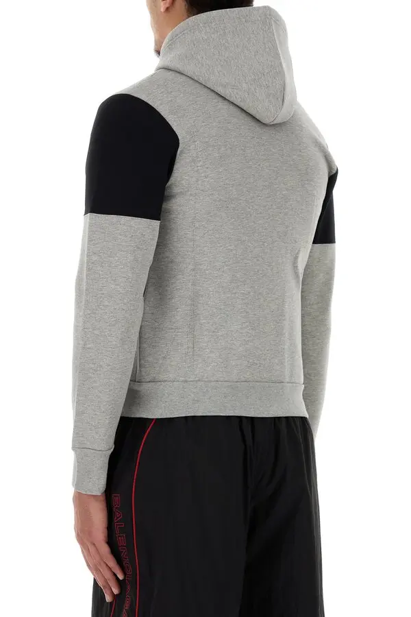 Balenciaga Mélange Cotton Sweatshirt With Contrasting Inserts And Embroidered Logo