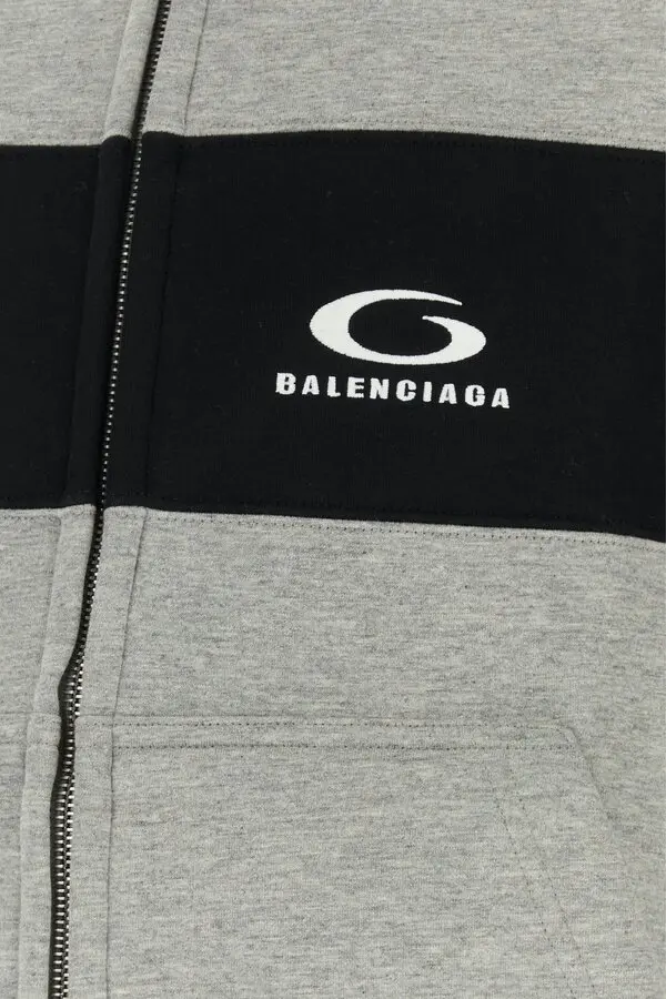 Balenciaga Mélange Cotton Sweatshirt With Contrasting Inserts And Embroidered Logo