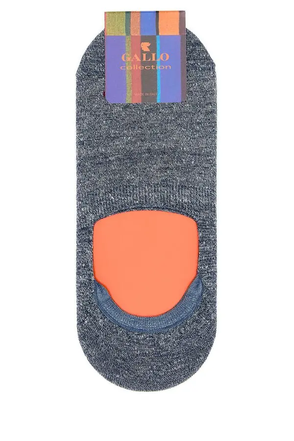 GALLO Melange Stretch Linen Blend Invisible Socks - Blue