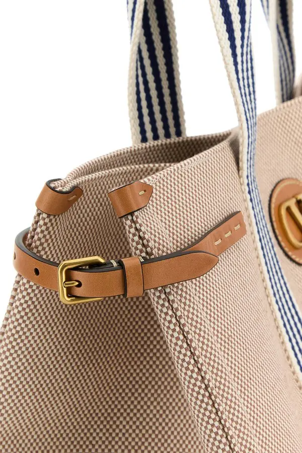 Valentino Garavani Two-tone Canvas Shopping Bag With Vlogo Signature