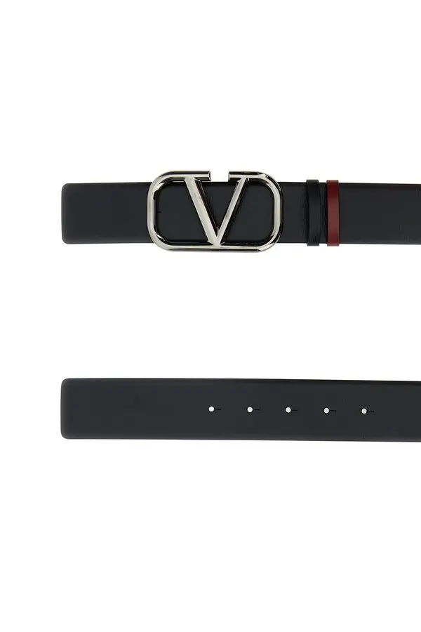 Valentino Garavani Leather Vlogo Signature Belt - Black