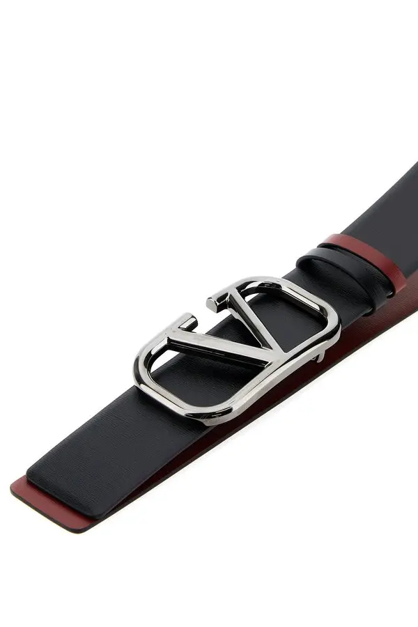 Valentino Garavani Leather Vlogo Signature Belt - Black