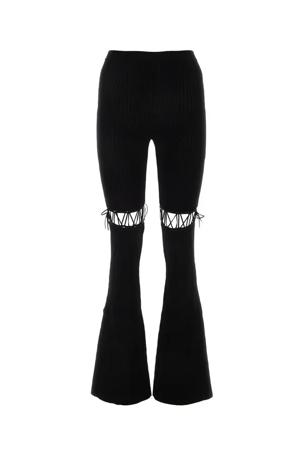 NENSI DOJAKA Ribbed Viscose Stretch Flared Pants With Cutout Detail