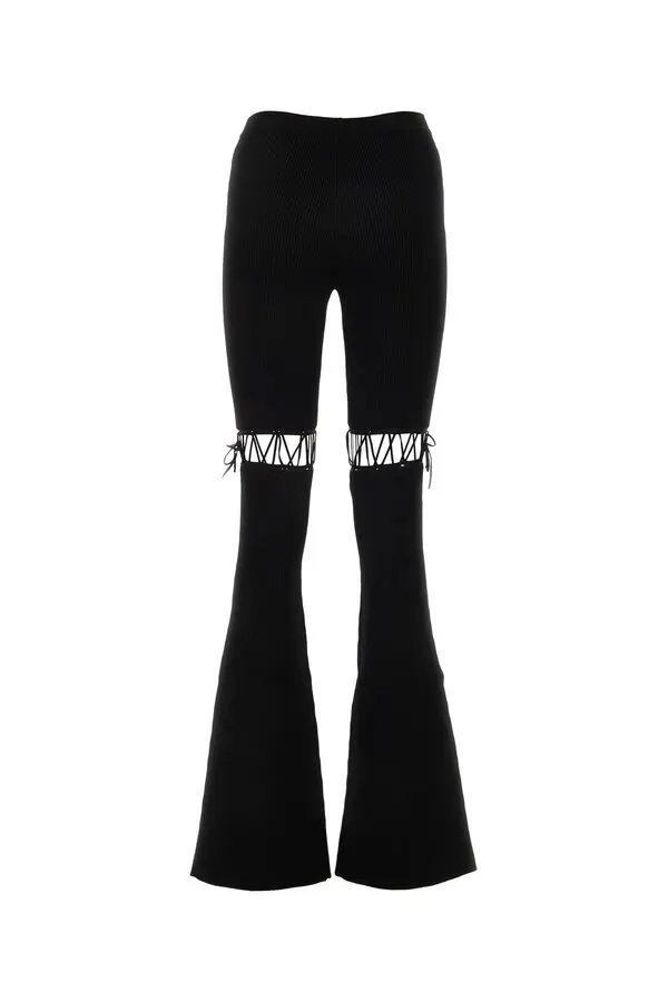 NENSI DOJAKA Ribbed Viscose Stretch Flared Pants With Cutout Detail