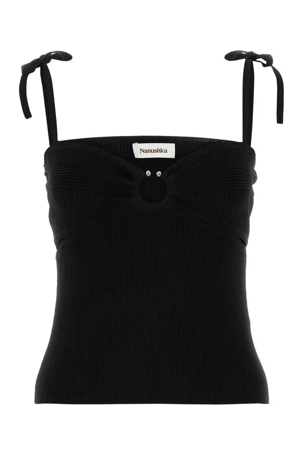 Nanushka Ribbed Stretch Viscose Blend Top With Cut-out Detail