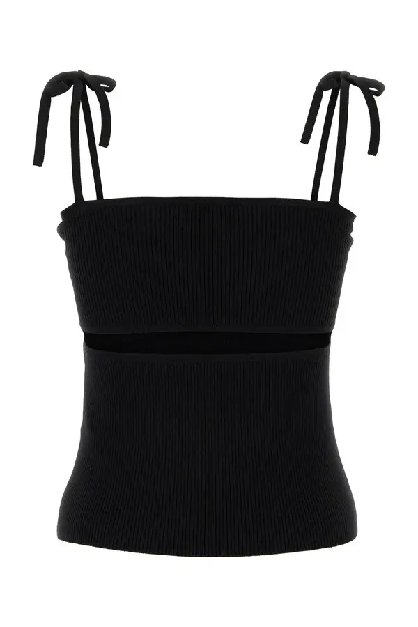 Nanushka Ribbed Stretch Viscose Blend Top With Cut-out Detail